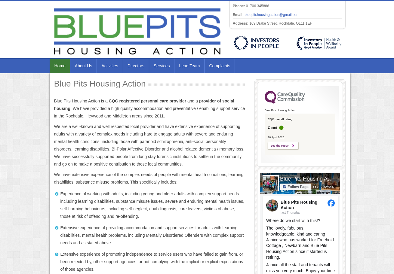 Blue Pits Housing Action | Charity Website | Chobble